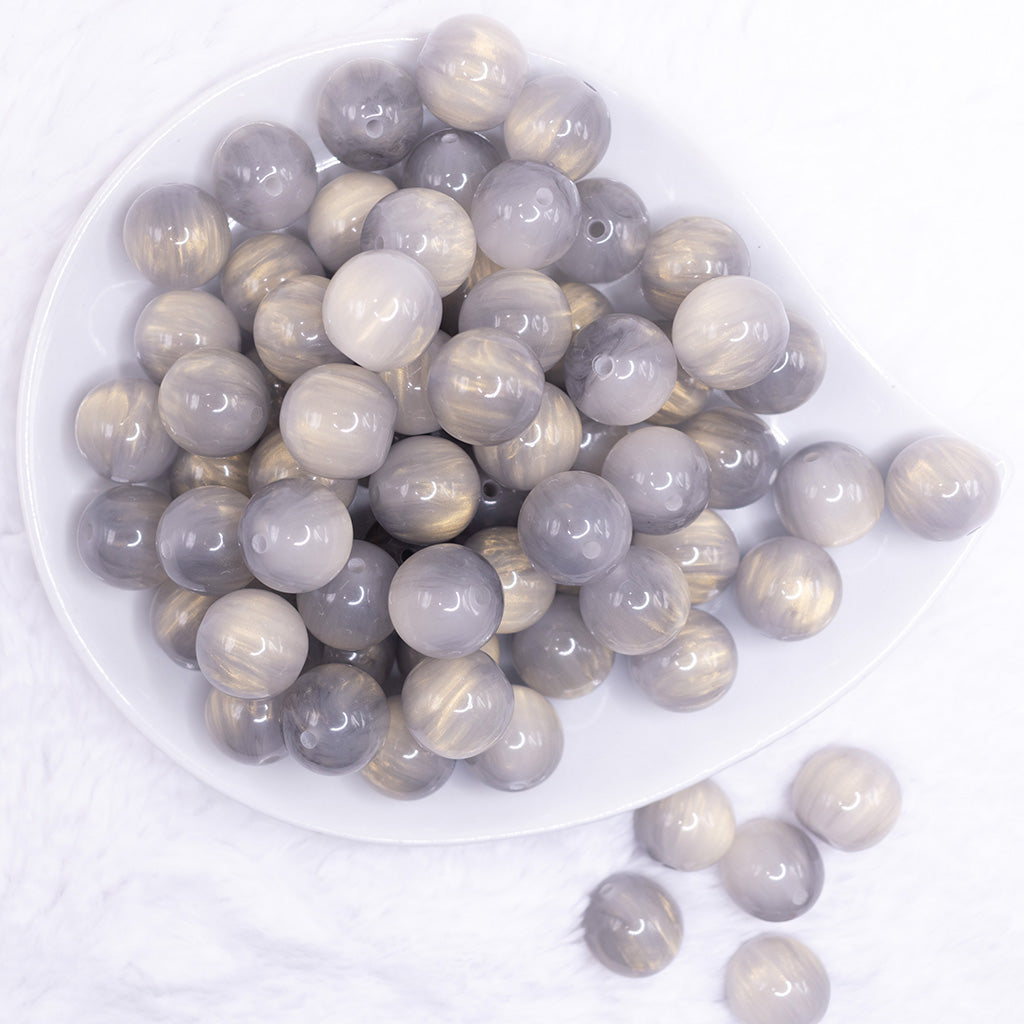 16mm Gray Luster Bubblegum Beads | The BumbleBead Company