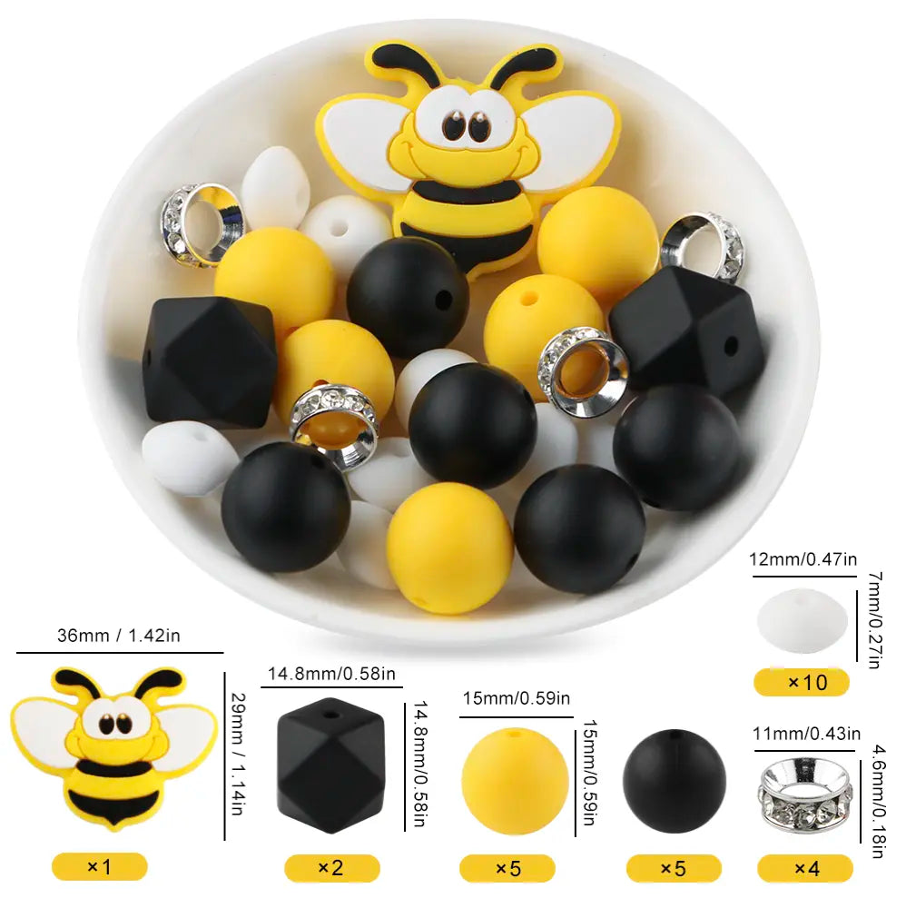BumbleBee Silicone Variety Bead Pack- 27 Pieces | The BumbleBead Company