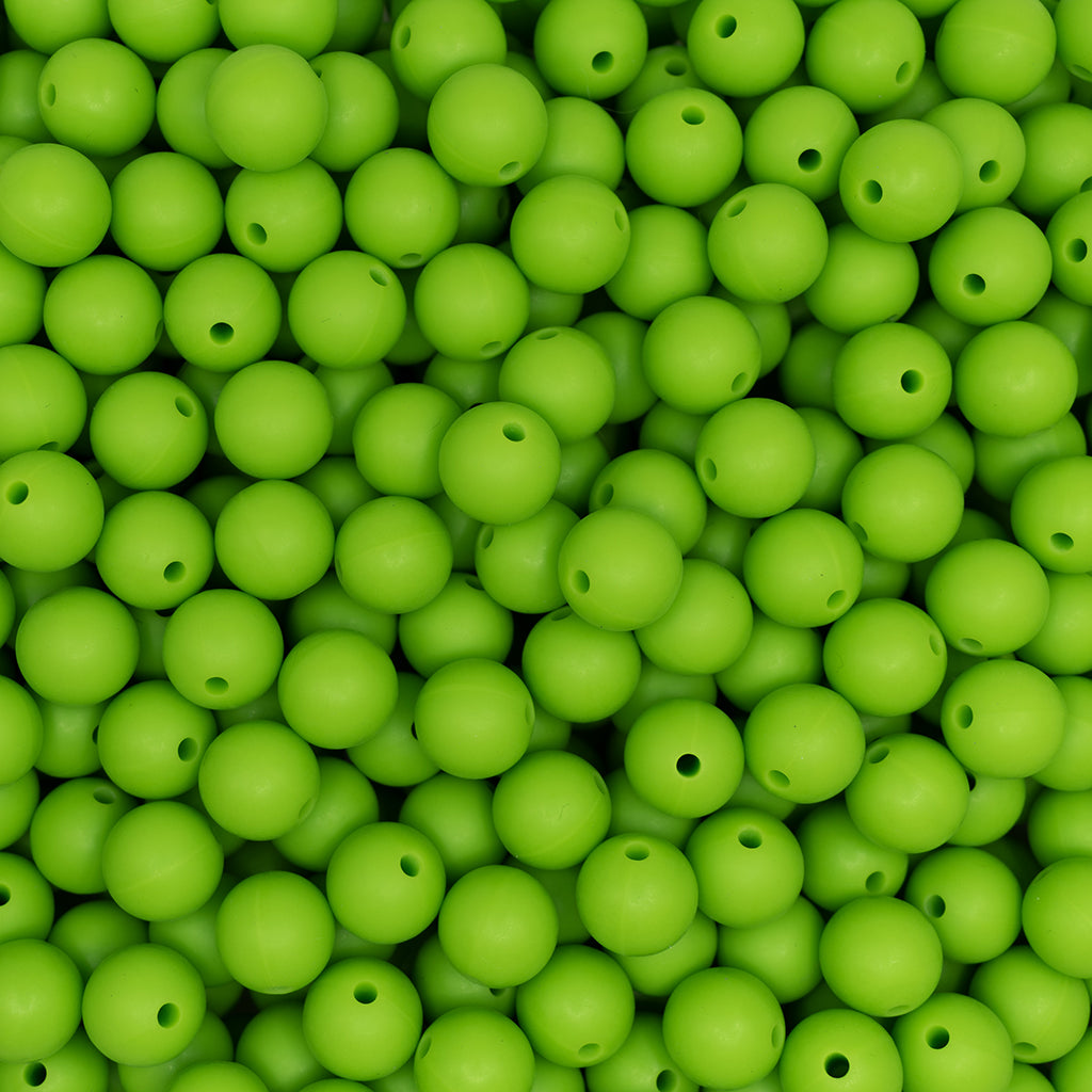 12mm Lime Green Round Silicone Bead | The BumbleBead Company