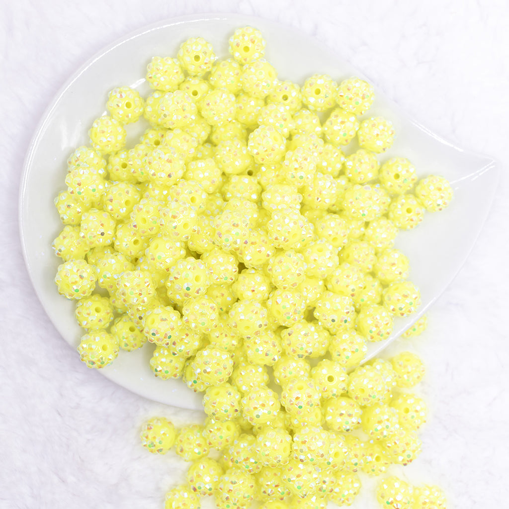 12mm Neon Yellow Rhinestone AB Bubblegum Beads - 10 & 20 Count | The ...