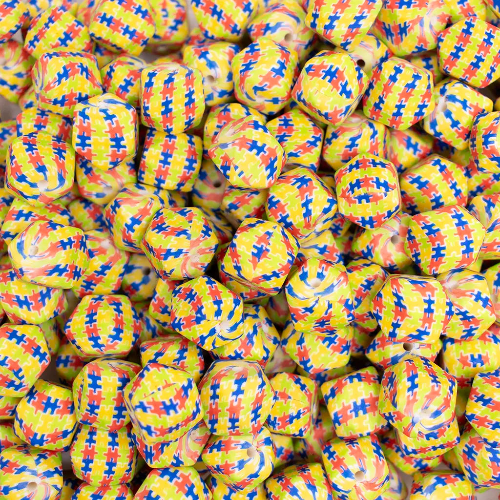 14mm Autism Awareness Hexagon Silicone Bead | The BumbleBead Company