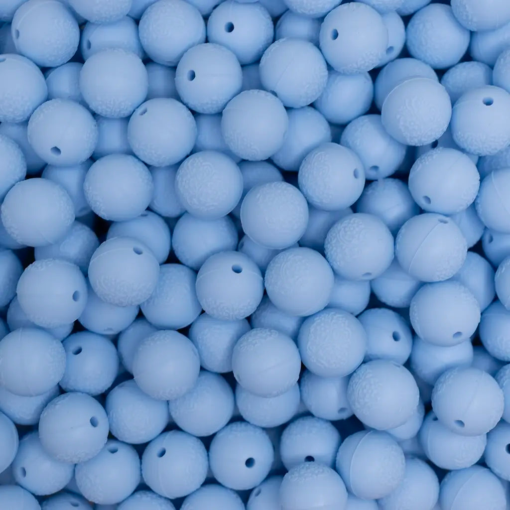 15mm Pastel Blue Embossed Floral Print Silicone Bead | The BumbleBead ...