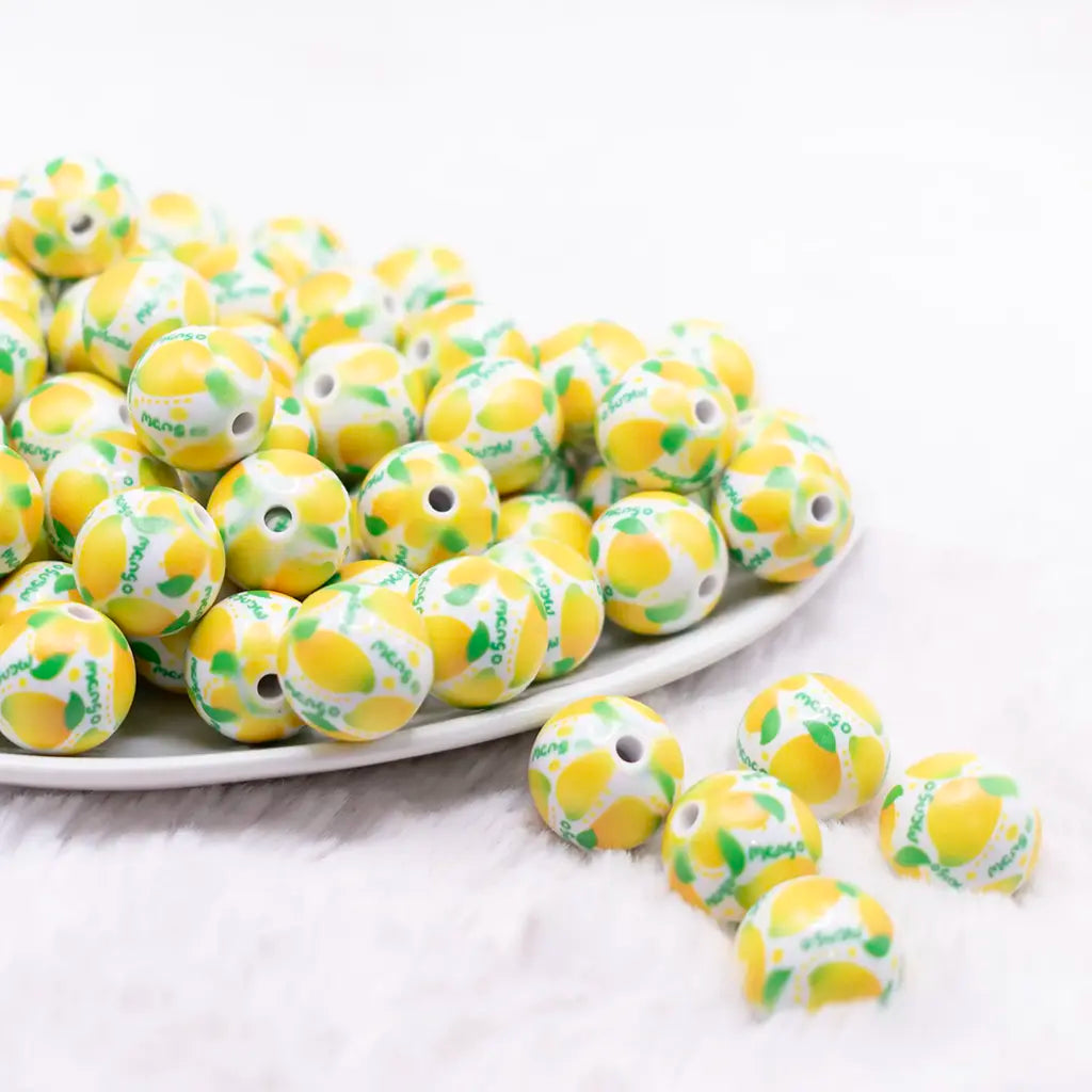 16mm Mango Print Bubblegum Bead | The BumbleBead Company
