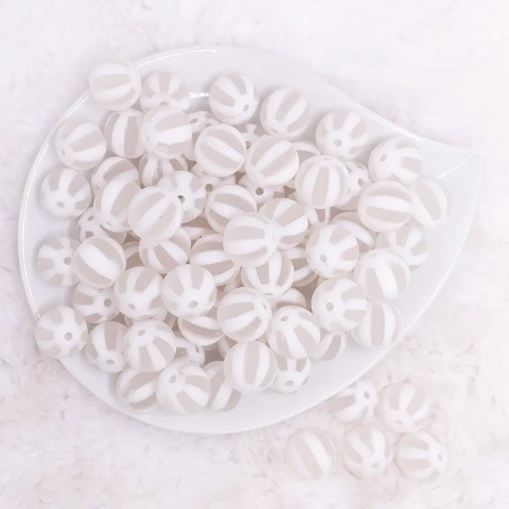 16MM White Frosted Beach Ball Bubblegum Beads | The BumbleBead Company
