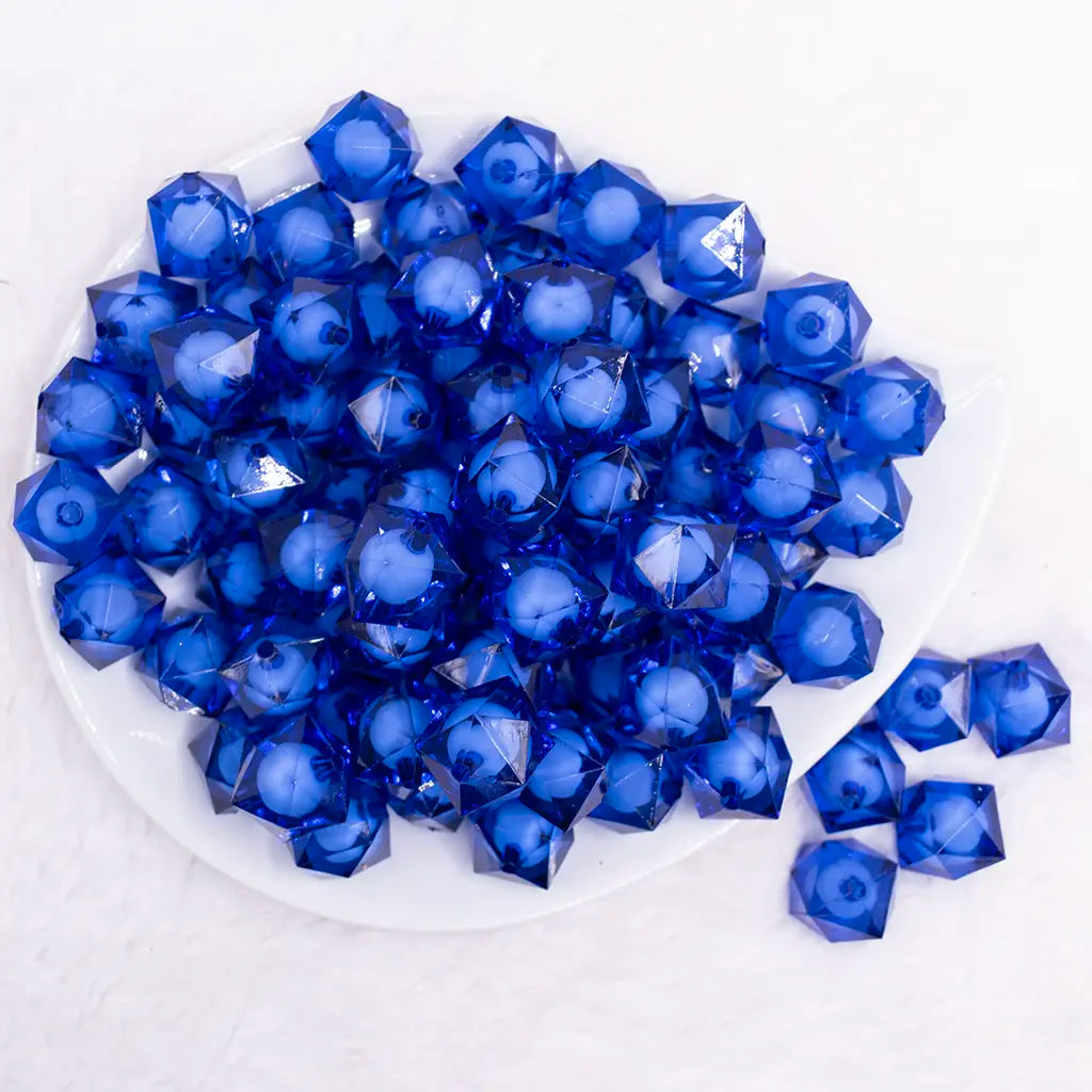 16mm Royal Blue Transparent Cube with Middle Bubblegum Beads | The ...