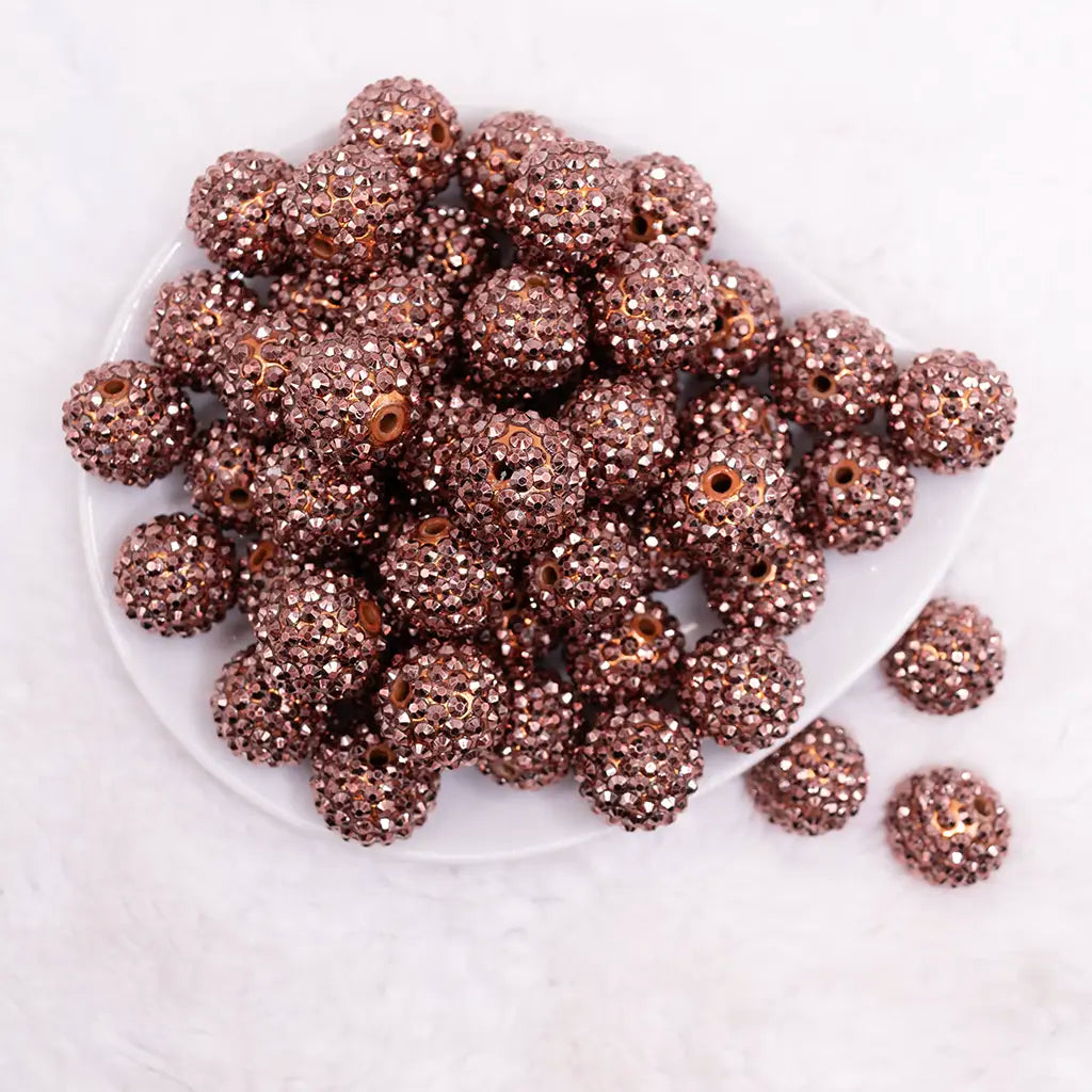 20mm Ancient Copper Rhinestone Bubblegum Beads | The BumbleBead Company