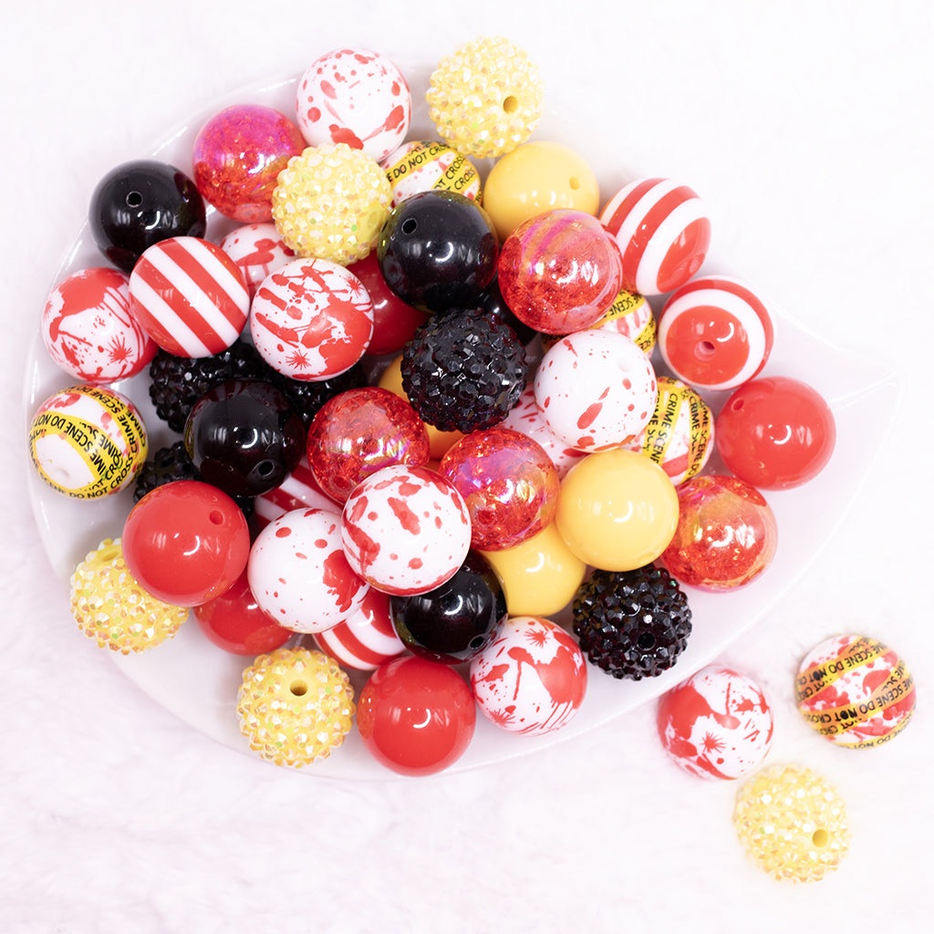 Crime Scene Acrylic Bubblegum Bead Mix - 50 Count | The BumbleBead Company