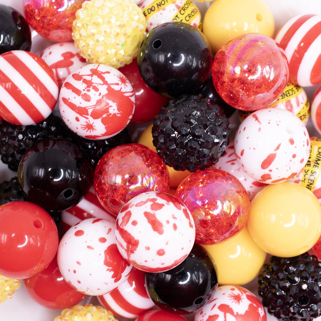 Crime Scene Acrylic Bubblegum Bead Mix - 50 Count | The BumbleBead Company