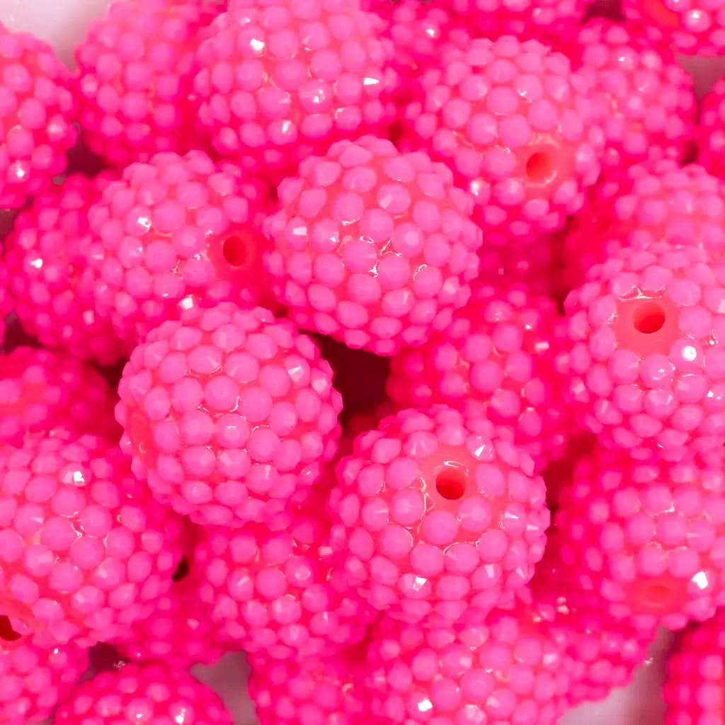 20mm Hot Pink on Hot Pink Rhinestone Bubblegum Beads | The BumbleBead ...