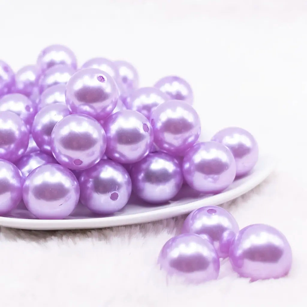 20mm Periwinkle Purple Faux Pearl Bubblegum Beads | The BumbleBead Company