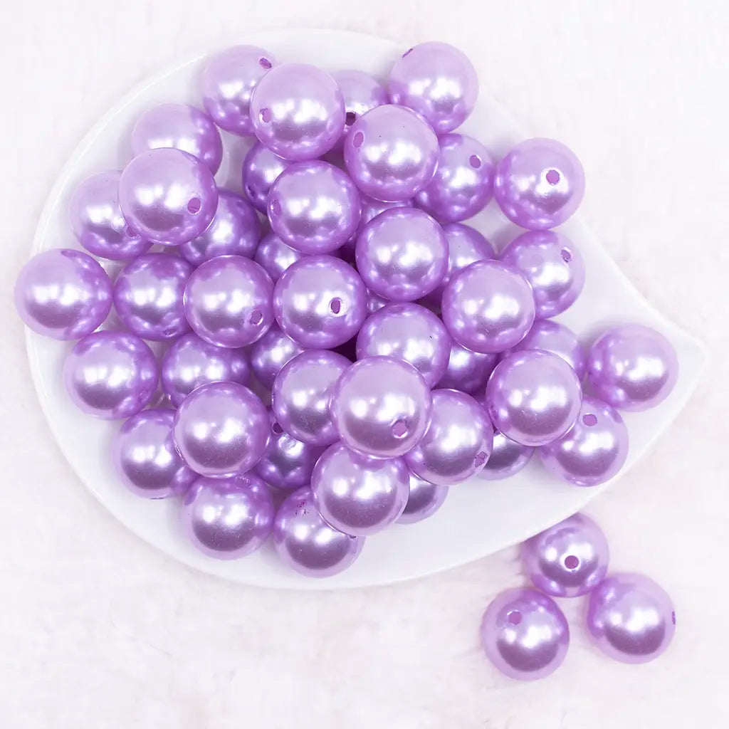 20mm Periwinkle Purple Faux Pearl Bubblegum Beads | The BumbleBead Company