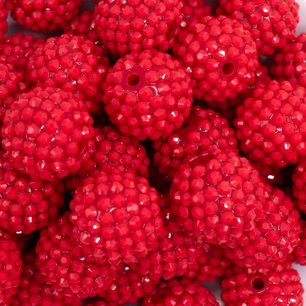 20mm Red on Red Rhinestone Bubblegum Beads | The BumbleBead Company
