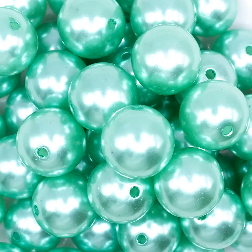20mm Seafoam Green Faux Pearl Bubblegum Beads | The BumbleBead Company