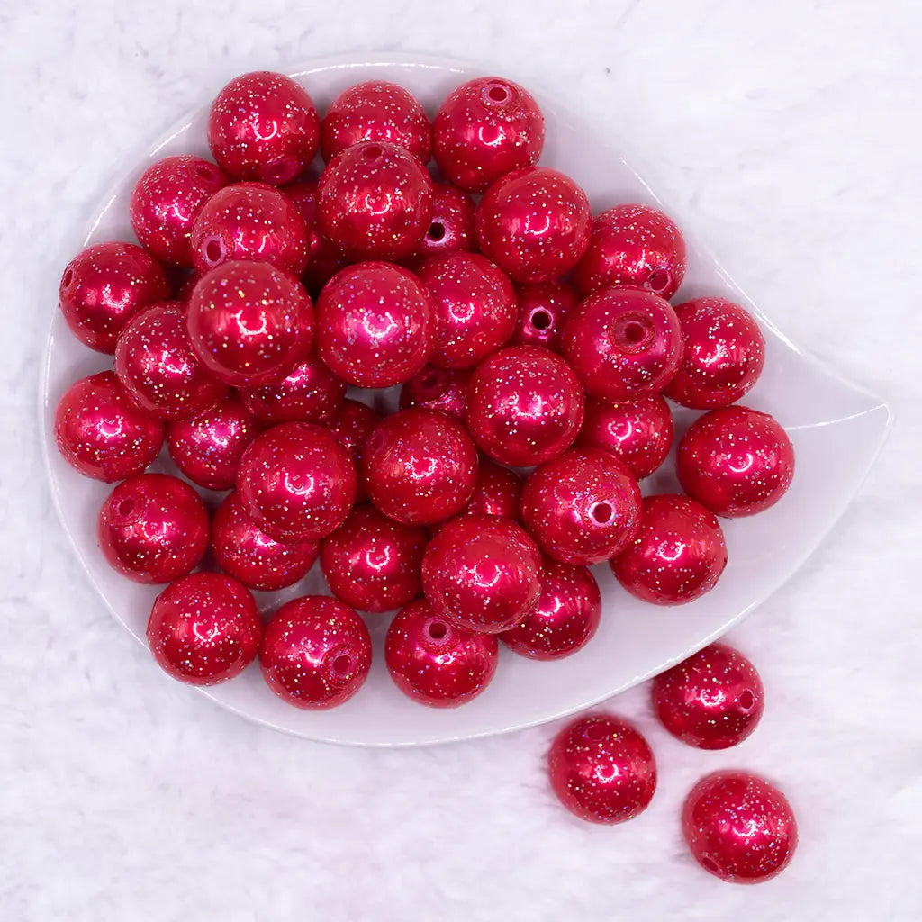 20mm Sunset Red with Glitter Faux Pearl Bubblegum Beads | The ...