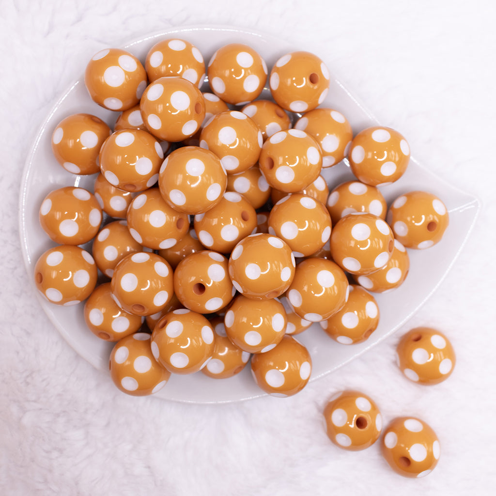 20mm Caramel with White Polka Dots Acrylic Bubblegum Beads | The ...