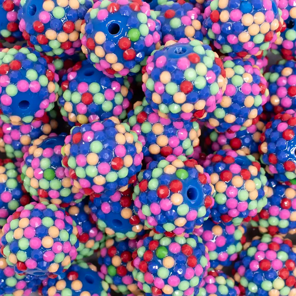 20mm Confetti Rhinestone Bubblegum Beads | The BumbleBead Company