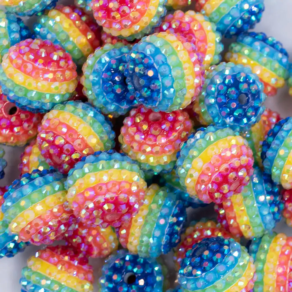 20mm Rainbow Rhinestone AB Bubblegum Beads | The BumbleBead Company