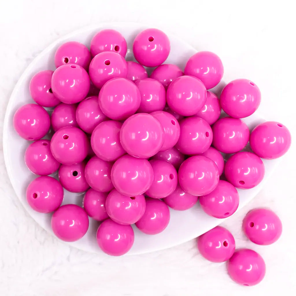 20mm Raspberry Pink Solid Bubblegum Beads | The BumbleBead Company