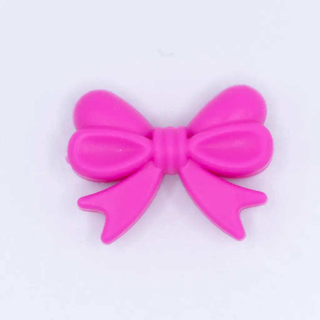 25mm Hot Pink Bow Knot silicone bead | The BumbleBead Company
