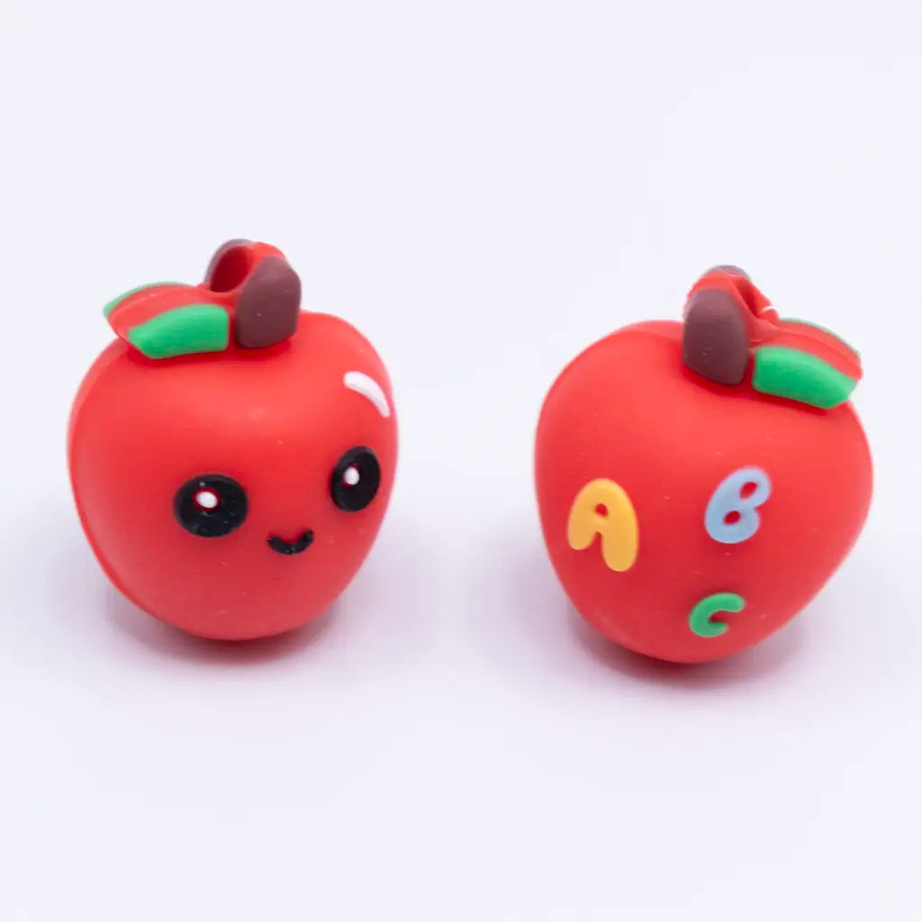 3D ABC Apple silicone focal bead | The BumbleBead Company