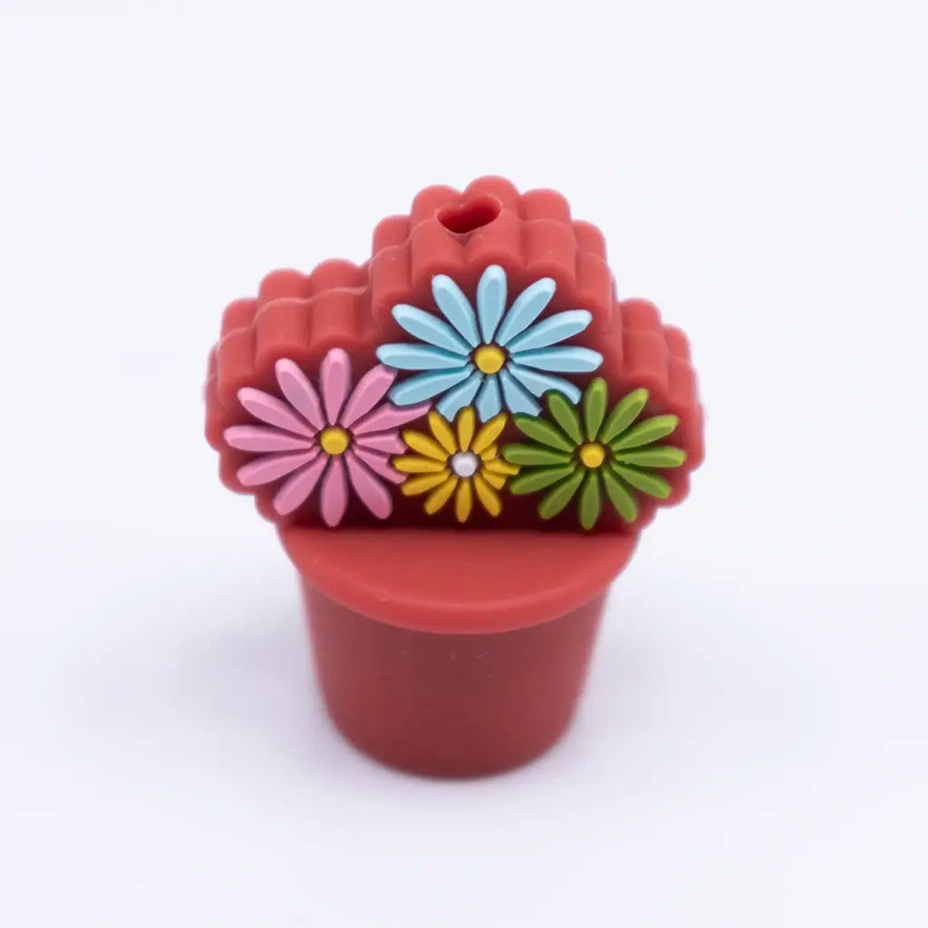 Flower Bouquet with Rust Pot silicone focal bead | The BumbleBead Company