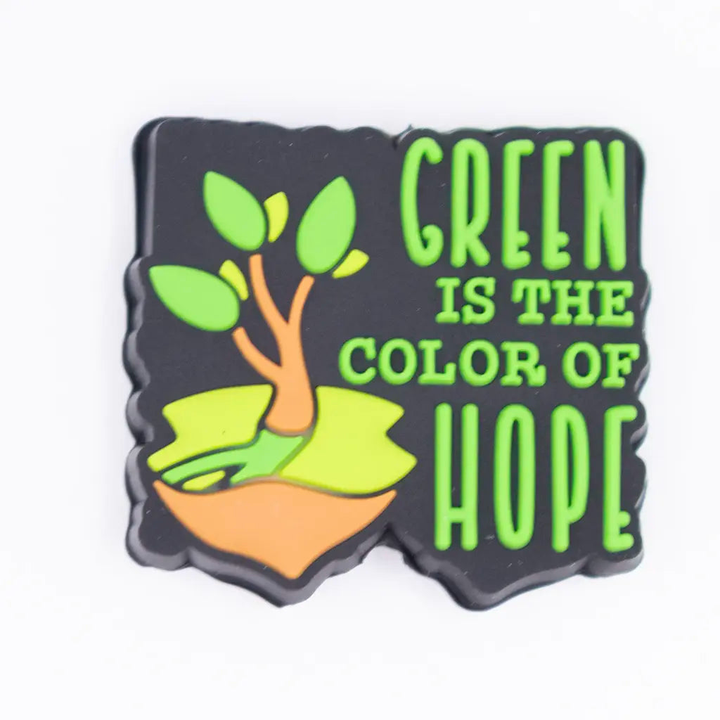 Green Is The Color of Hope silicone focal bead | The BumbleBead Company