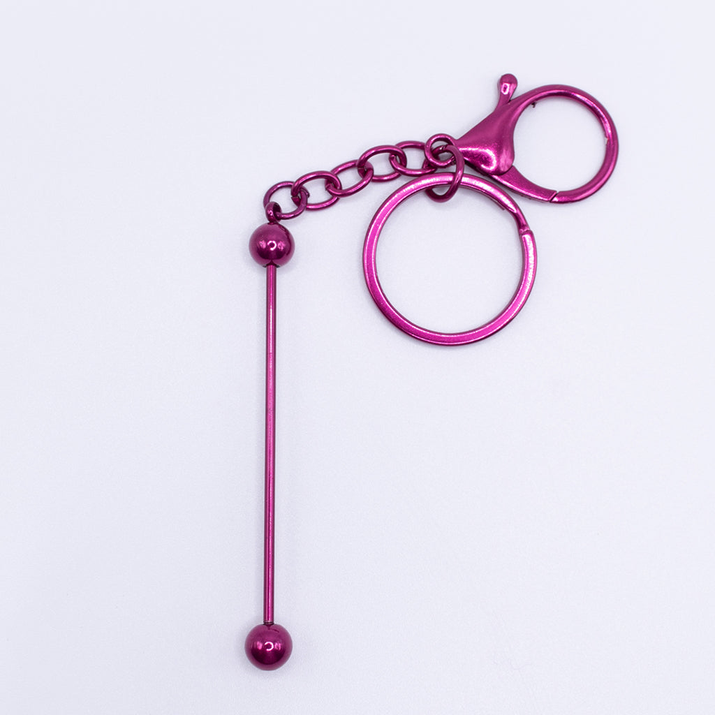Hot Pink Beadable Keychain Bars with Chain | The BumbleBead Company