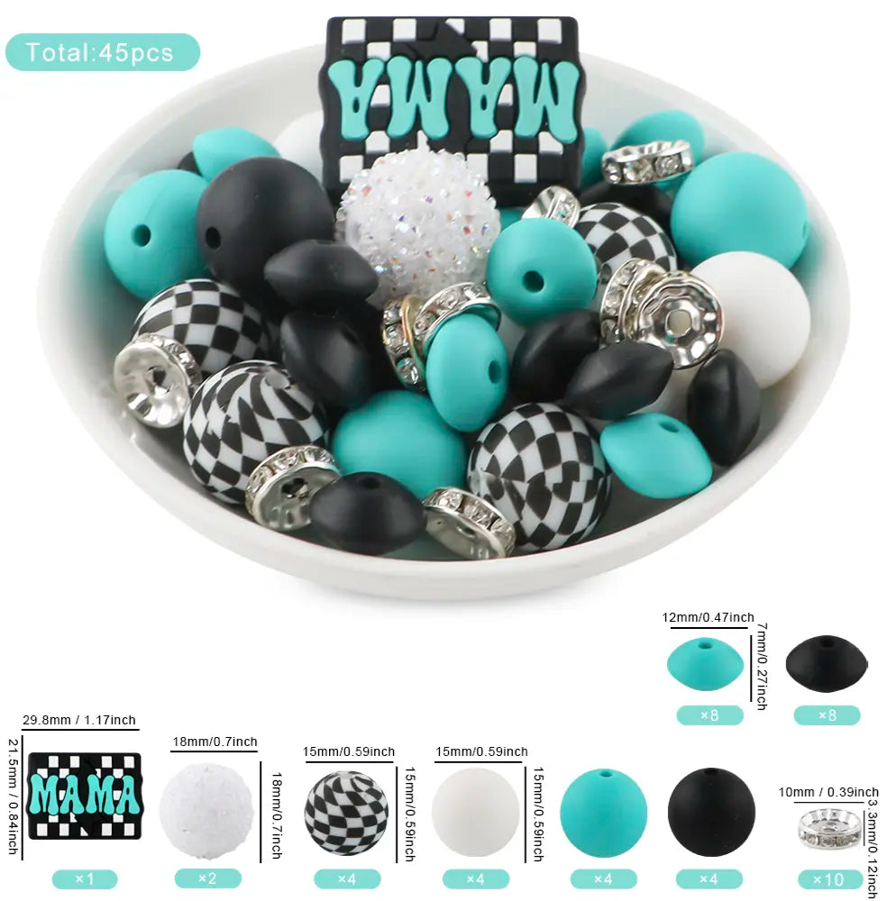 Mama Silicone Variety Bead Pack- 45 Pieces | The BumbleBead Company