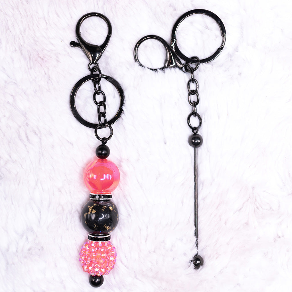 Shiny Black Beadable Keychain | The BumbleBead Company