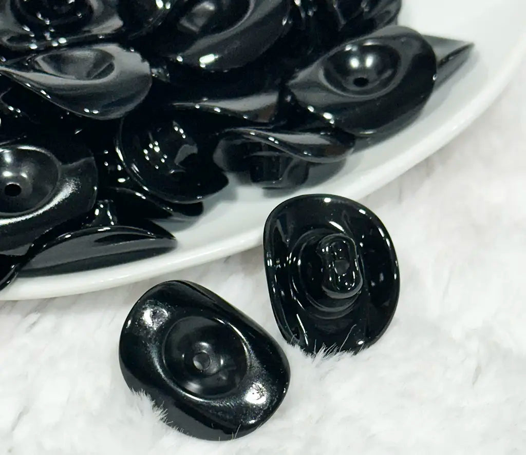 Black Cowboy Hat Acrylic Focal Bead | The BumbleBead Company