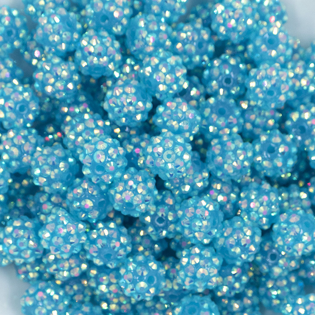 12mm Jelly Blue Dazzle Rhinestone AB Bubblegum Beads - 10 & 20 Count ...