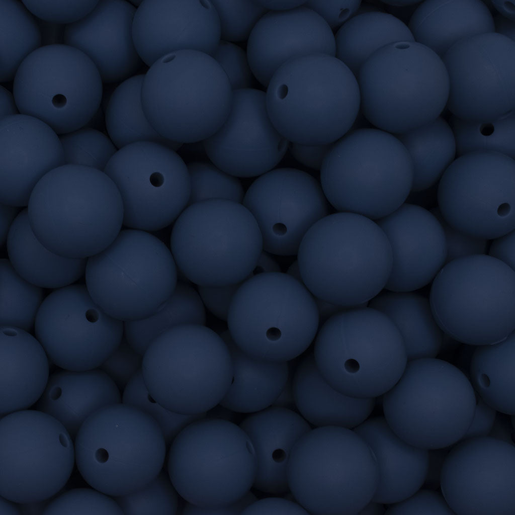 15mm Navy Blue Round Silicone Bead | The BumbleBead Company
