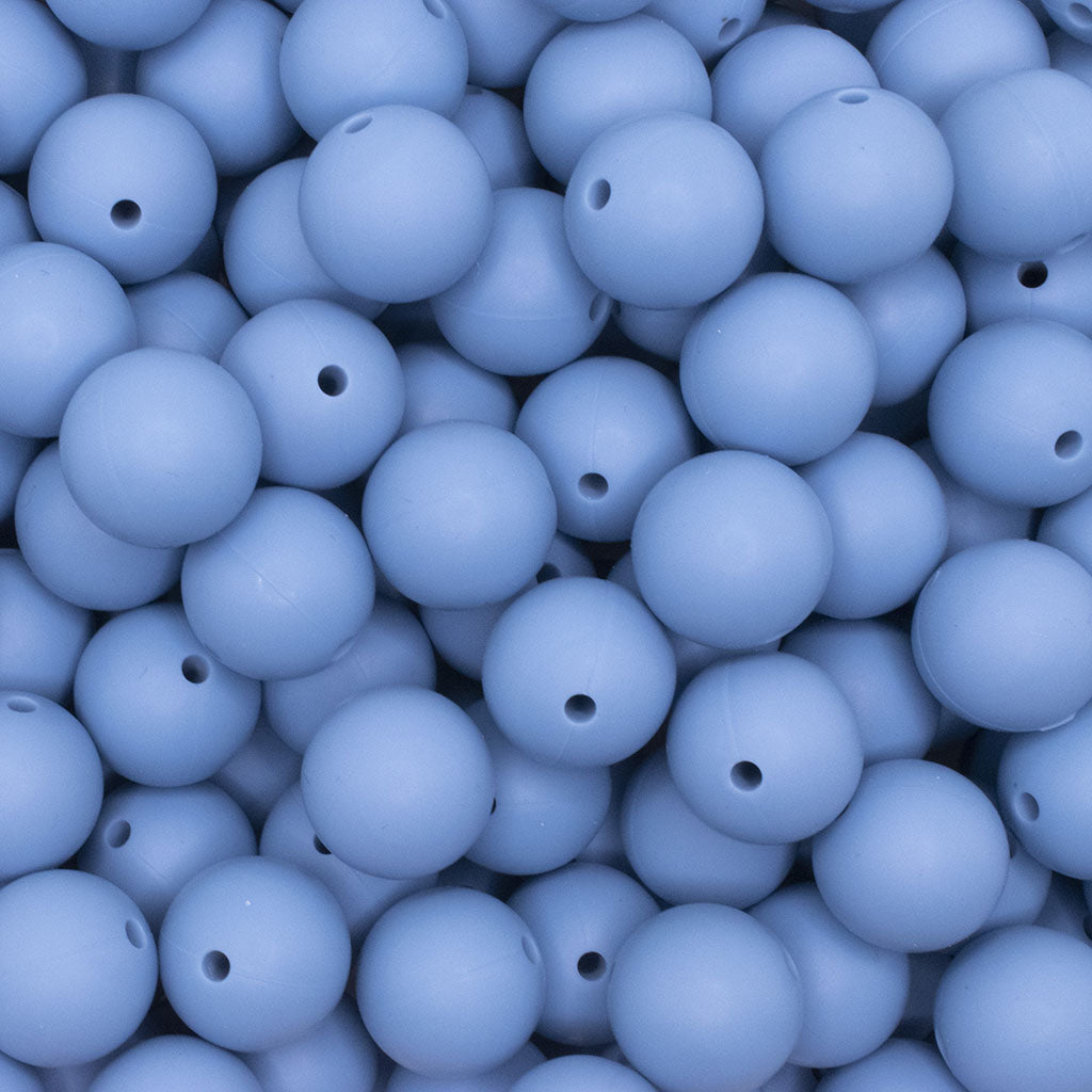 15mm Powder Blue Round Silicone Bead | The BumbleBead Company