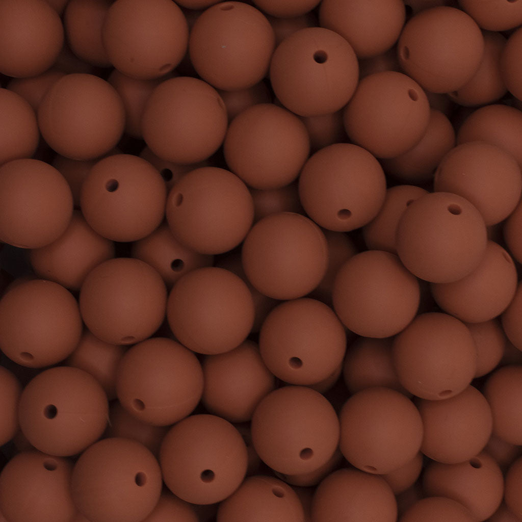 15mm Rust Brown Round Silicone Bead | The BumbleBead Company