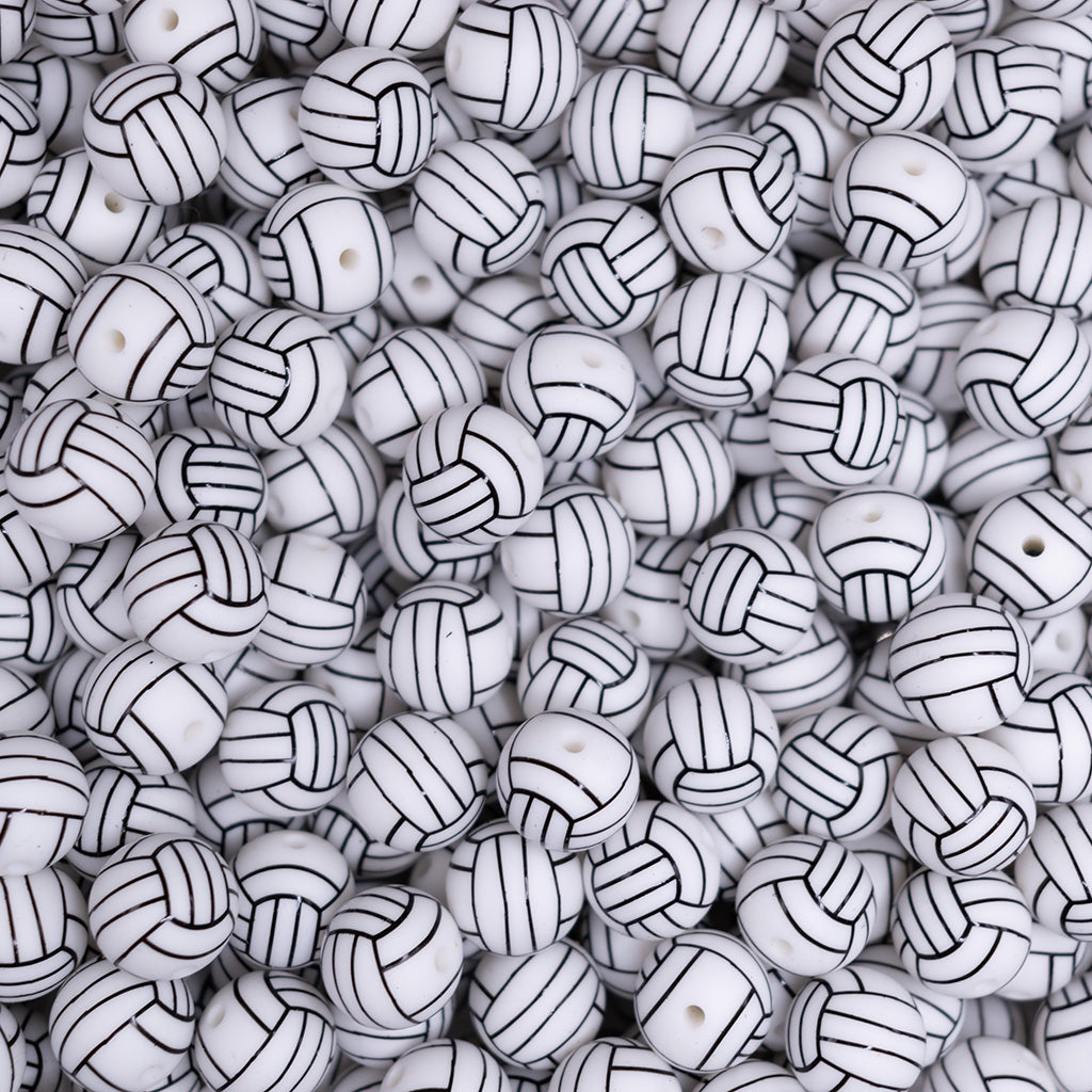 15mm Volleyball Round Silicone Bead | The BumbleBead Company