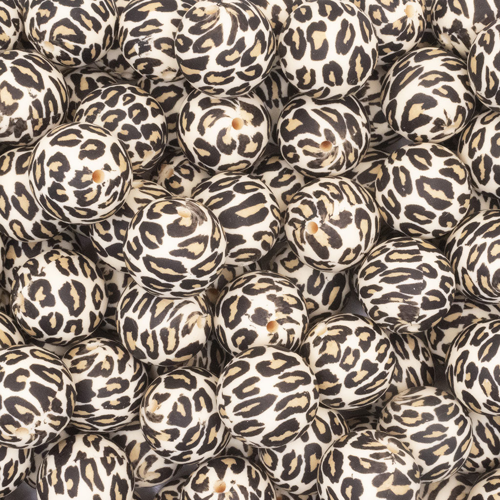 19mm Leopard Print Round Silicone Bead | The BumbleBead Company