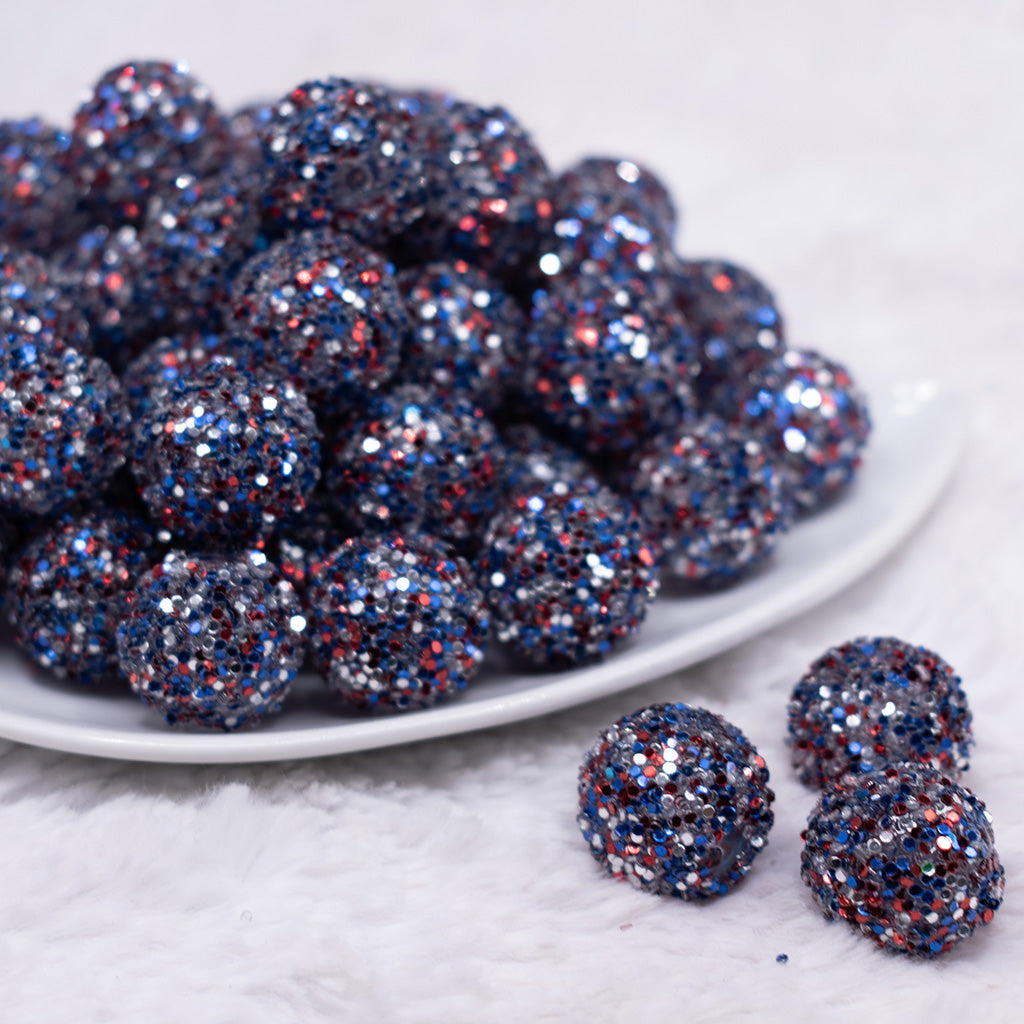 20mm Red, White and Blue Sequin Confetti Bubblegum Beads | The ...