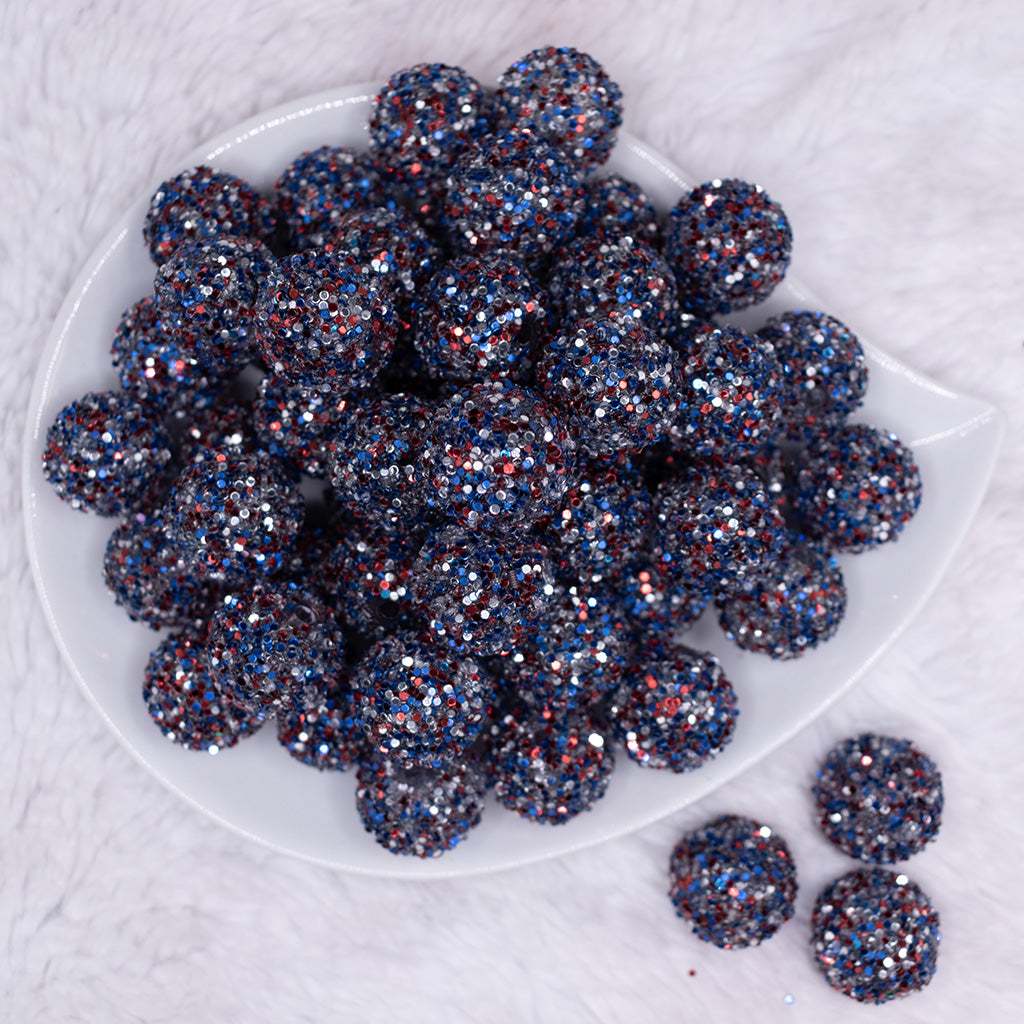 20mm Red, White and Blue Sequin Confetti Bubblegum Beads | The ...
