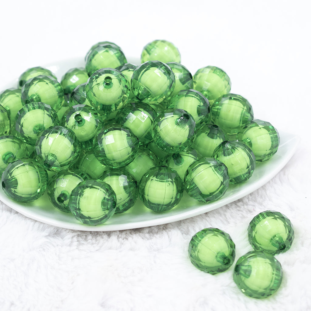 20mm Green Translucent Faceted Bead in a bead Bubblegum Bead | The ...