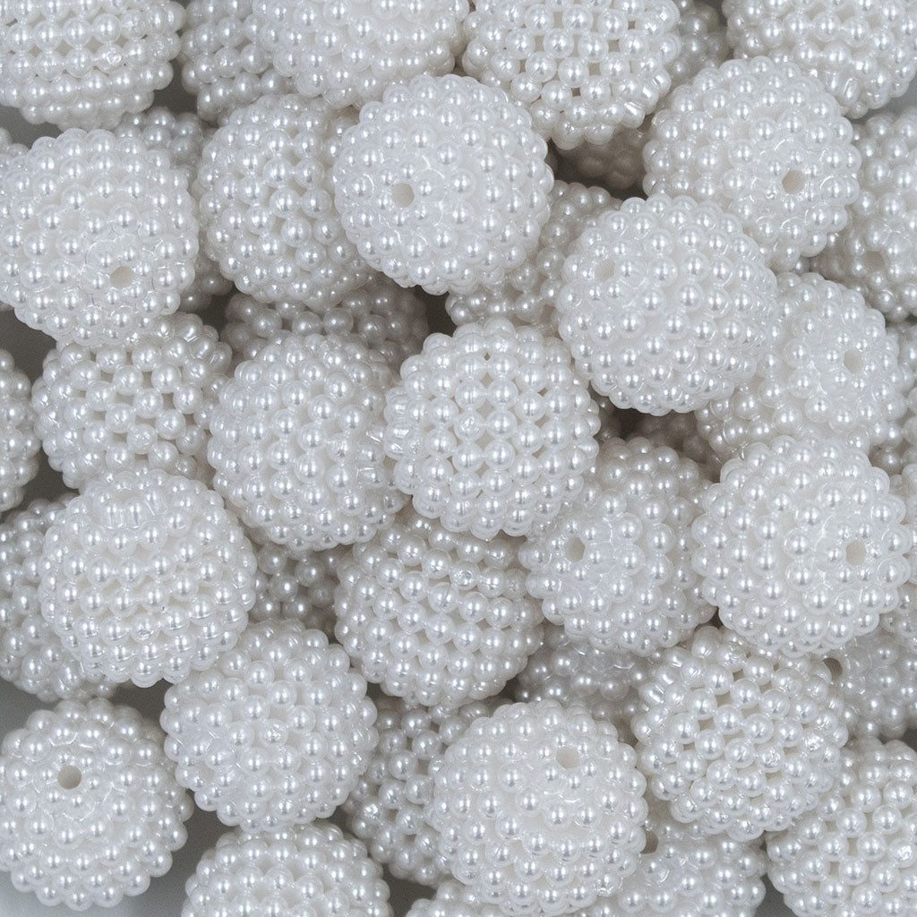 20mm White Ball Bead Chunky Acrylic Bubblegum Beads | The BumbleBead ...