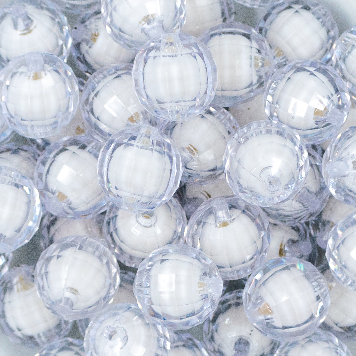 20mm Clear Translucent Faceted Bead in a bead, chunky acrylic bubblegu ...