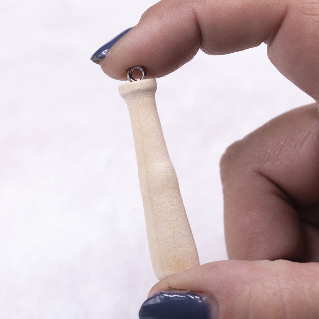 Wooden baseball bat charm 47x9mm | The BumbleBead Company