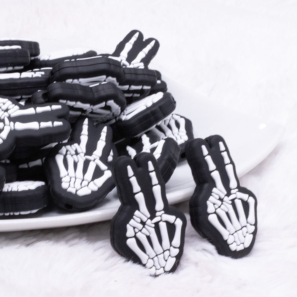 Skeleton Hand Peace Sign Silicone Focal Bead Accessory - 22mm x 35mm ...