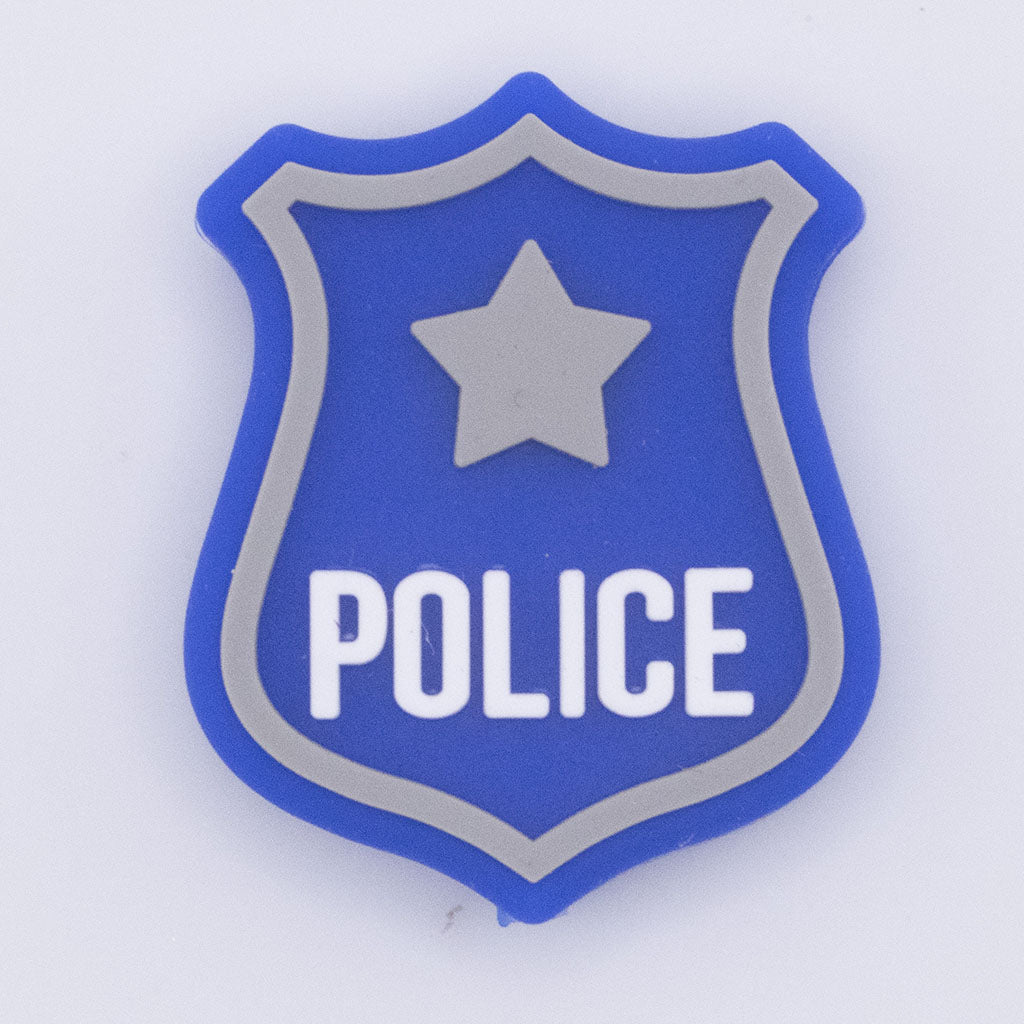 Blue Police Badge Silicone Focal Bead Accessory - 25mm x 30mm | The ...