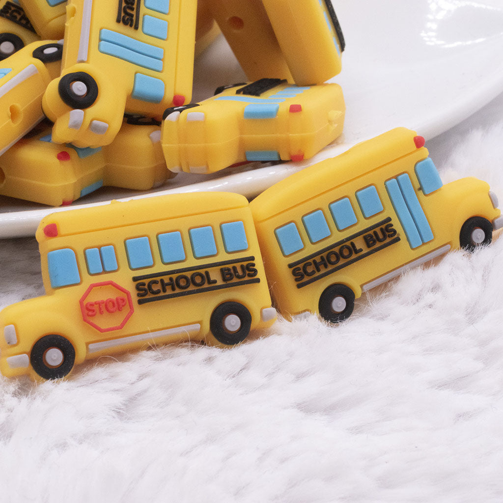 Yellow School Bus Silicone Focal Bead Accessory - 18mm x 30mm | The ...